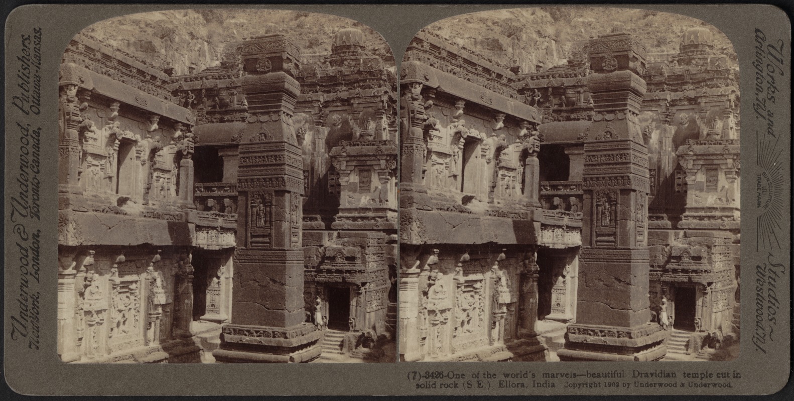 Beautiful temple cut out of the solid rock, Ellora, India - Digital ...