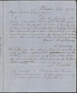 Joel Bartlett to Samuel Warner, 27 September 1851 - Digital Commonwealth
