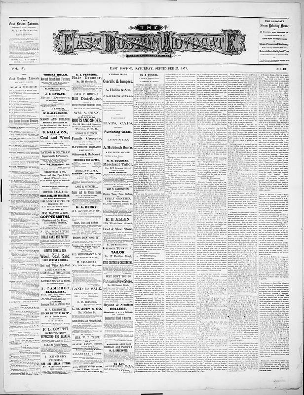 The East Boston Advocate. September 27, 1873 - Digital Commonwealth