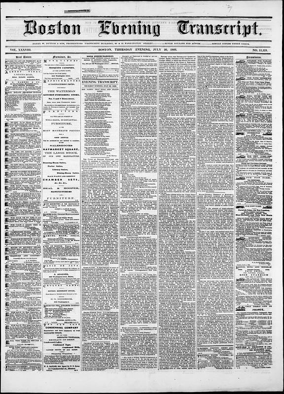 Boston Evening Transcript. July 26, 1866 - Digital Commonwealth
