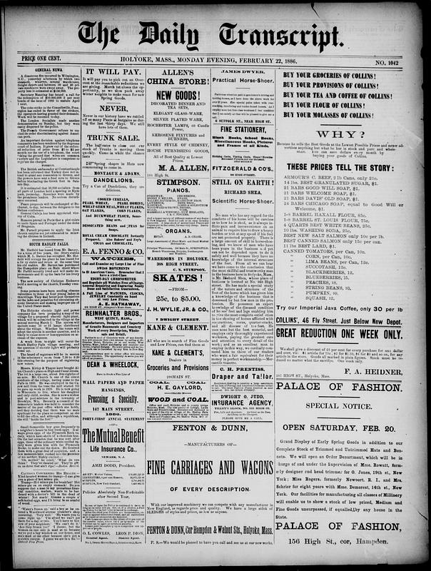 The Daily Transcript. February 22, 1886 - Digital Commonwealth