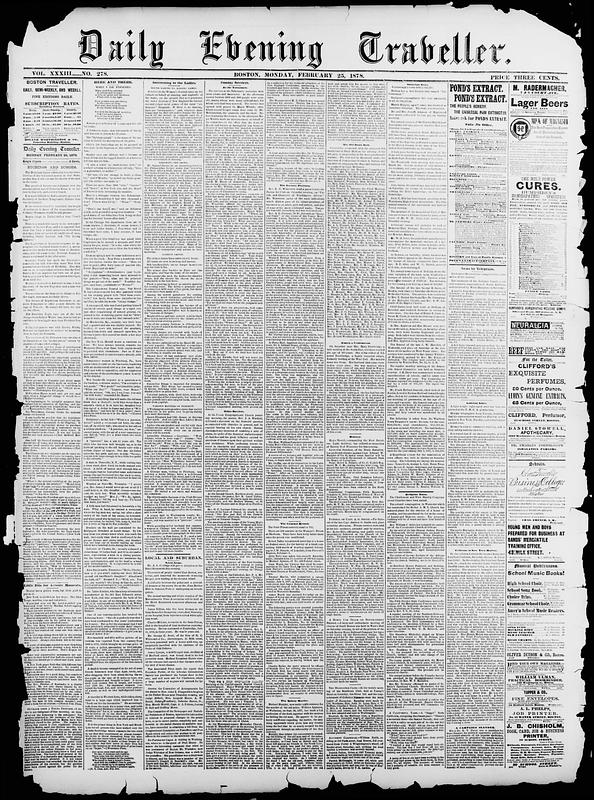 Daily Evening Traveller. February 25, 1878 - Digital Commonwealth