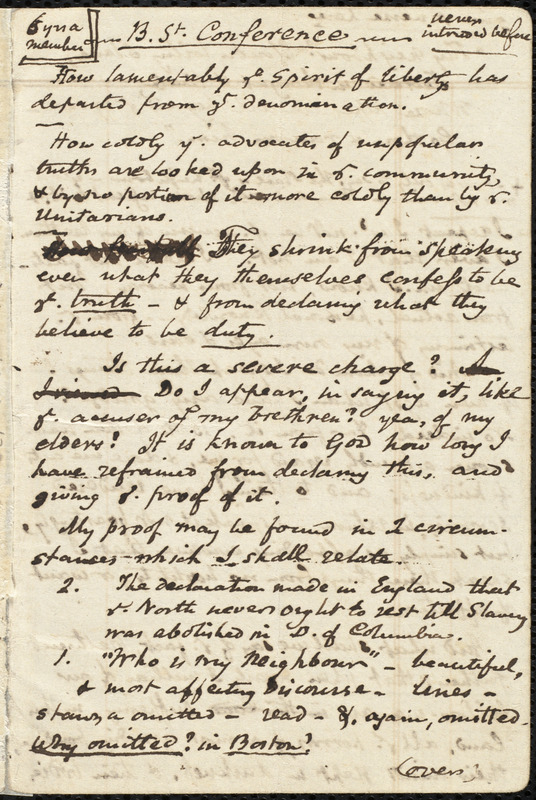 Notes for a speech on slavery by Samuel May, Jr. - Digital Commonwealth