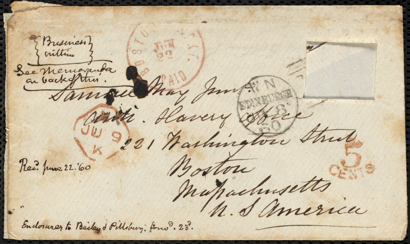 Letter from Eliza Wigham, Edinburgh, to Samuel May, Jr., 3.8.1860 ...