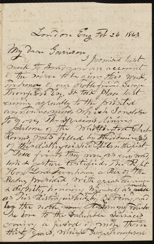 Letter from John Punchard Jewett, London, U.K., to William Lloyd ...
