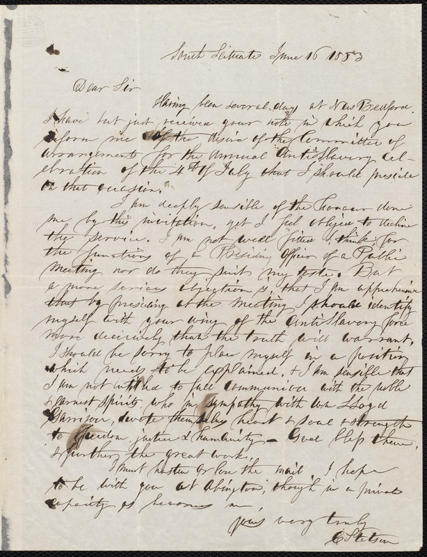 Letter from Samuel May, Jr., Leicester [Mass.], to William Lloyd ...