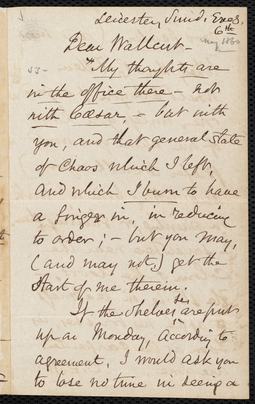 Letter from Samuel May, Jr., Leicester [Mass.], to Robert Folger ...
