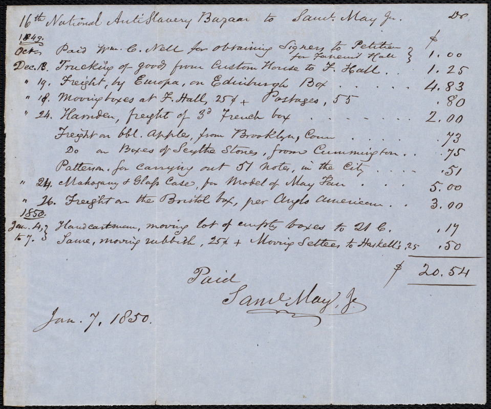 16th National Anti-Slavery Bazaar to Samuel May Jr., 1849 - Digital ...