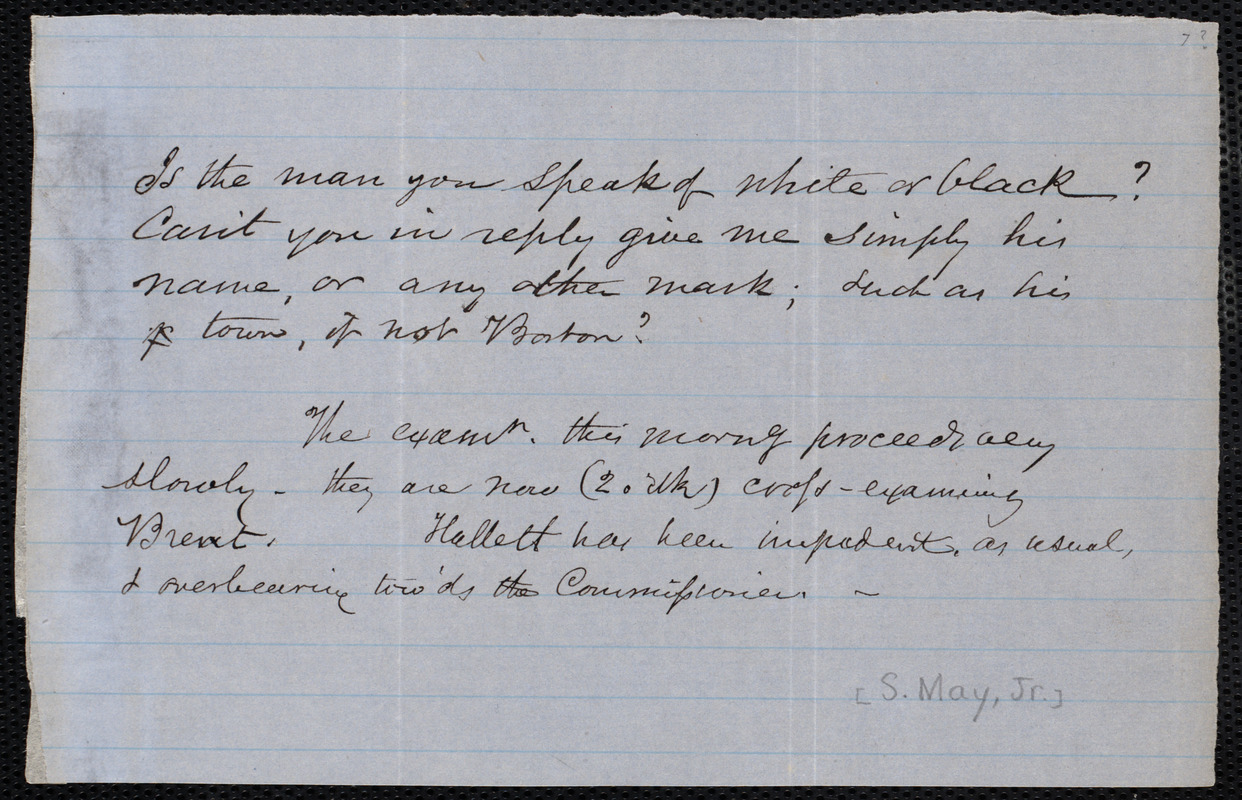 Note from Samuel May, Jr. to unknown recipient - Digital Commonwealth