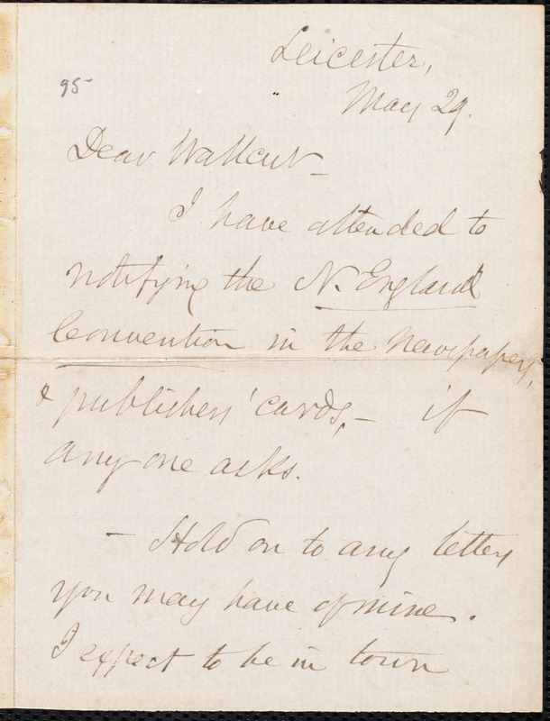 Letter from Samuel May, Jr., Leicester [Mass.], to Robert Folger ...