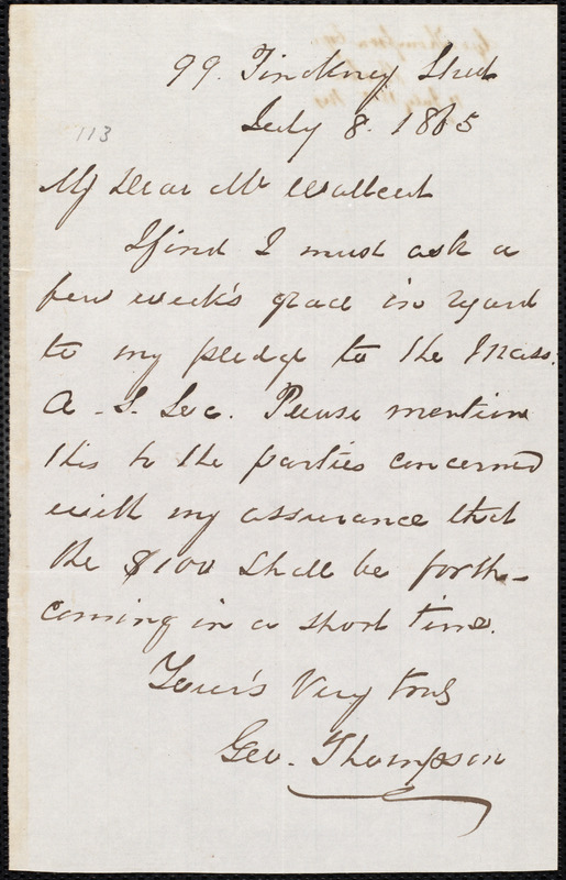 Letter from George Thompson, Boston [Mass.], to Robert Folger Wallcut ...