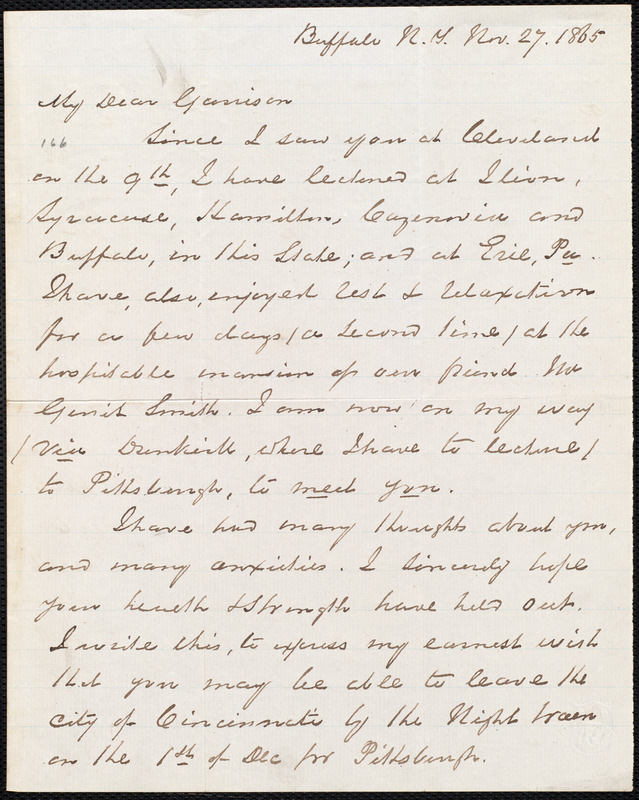Letter from George Thompson, Buffalo (N.Y.), to William Lloyd Garrison ...