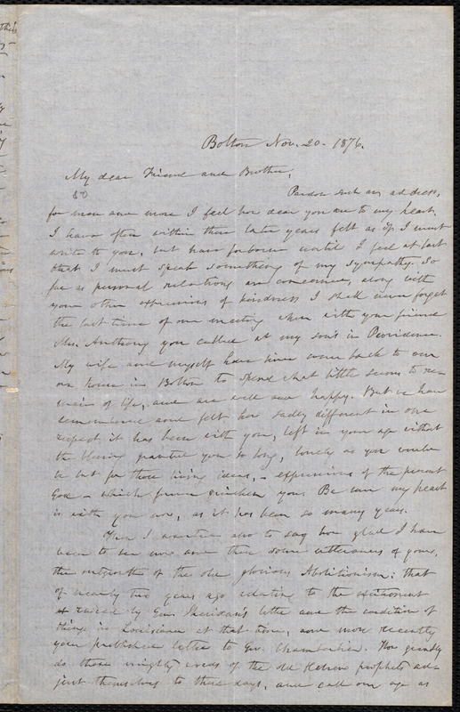 Letter from Thomas Treadwell Stone, Bolton, [Mass.], to William Lloyd ...