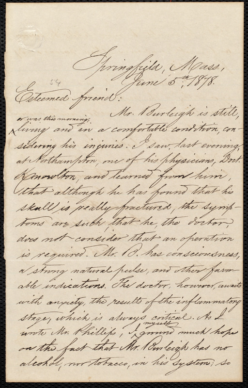 Letter from Seth Hunt, Springfield, Mass, to William Lloyd Garrison ...