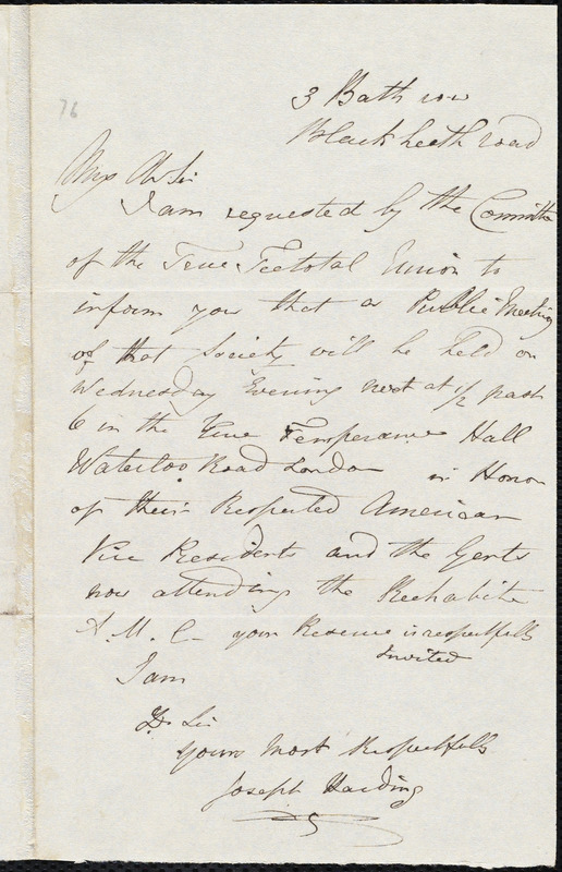 Letter from Joseph Harding, Greenwich, to Amos Augustus Phelps, [1843] - Digital Commonwealth