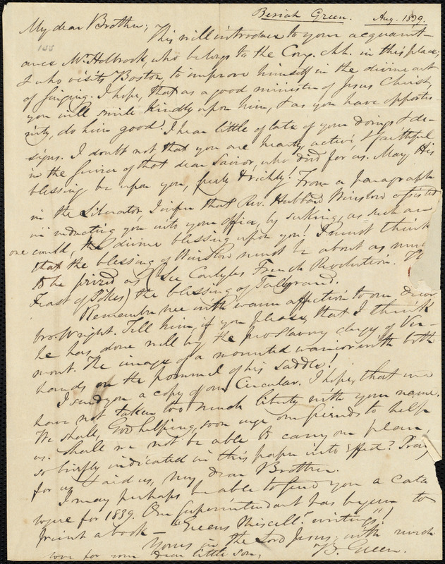 Letter from Beriah Green, to Amos Augustus Phelps, Aug. 1839 - Digital Commonwealth