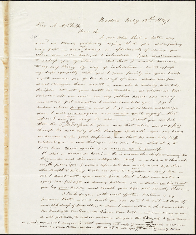 Letter from John Gulliver, Boston, to Amos Augustus Phelps, July 13th 1847 - Digital Commonwealth