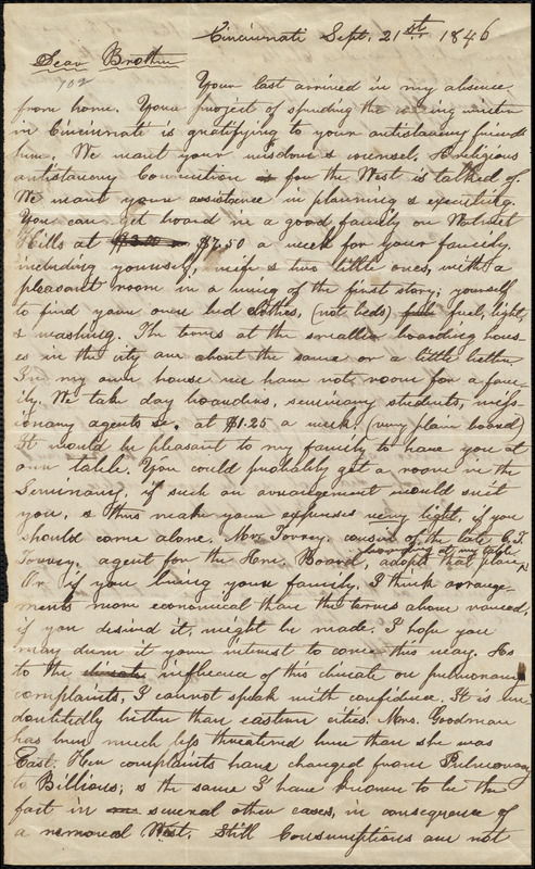Letter from Epaphras Goodman, Cincinnati, to Amos Augustus Phelps, Sept. 21th 1846 - Digital ...