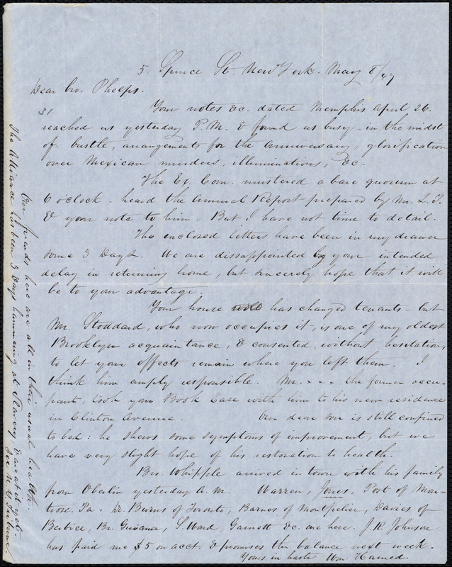 Letter from William Harned, New York, to Amos Augustus Phelps, May 8 / 47 - Digital Commonwealth