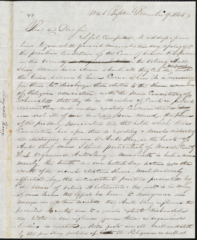 Letter from Maynard King, West Boylston, to Amos Augustus Phelps, December 9 1845 - Digital ...