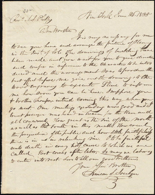Letter from Simeon Smith Jocelyn, New York, to Amos Augustus Phelps, June 26. 1835 - Digital ...