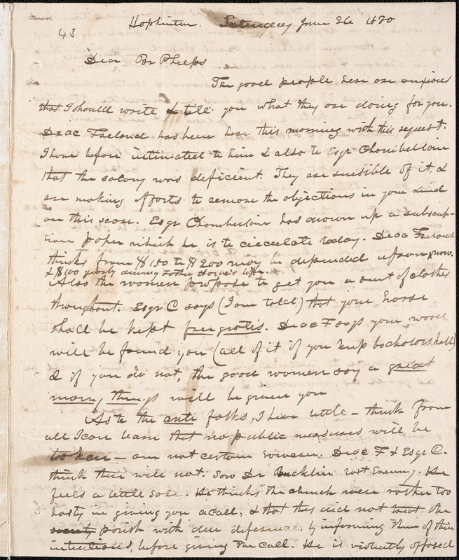 Letter from Samuel Lee, Hopekinton, to Amos Augustus Phelps, June 26 1830 - Digital Commonwealth