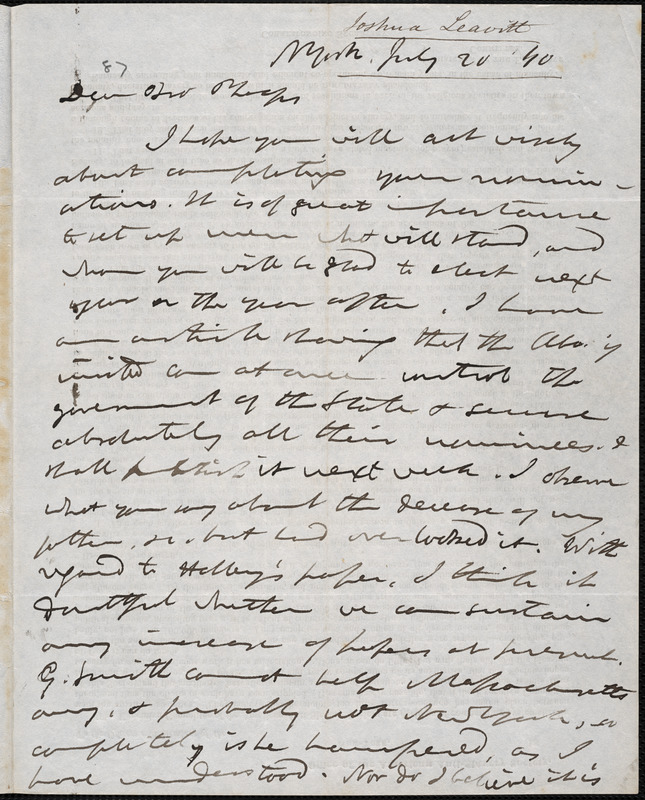 Letter from Joshua Leavitt, New York, to Amos Augustus Phelps, July 20 '40 - Digital Commonwealth