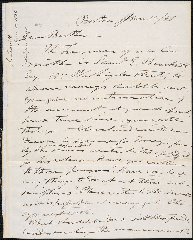 Letter from Joshua Leavitt, Boston, to Amos Augustus Phelps, June 12 / 46 - Digital Commonwealth