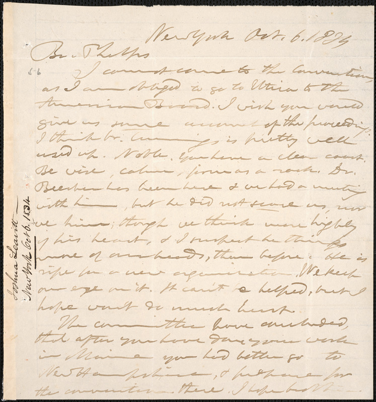 Letter from Joshua Leavitt, New York, to Amos Augustus Phelps, Oct. 6. 1834 - Digital Commonwealth