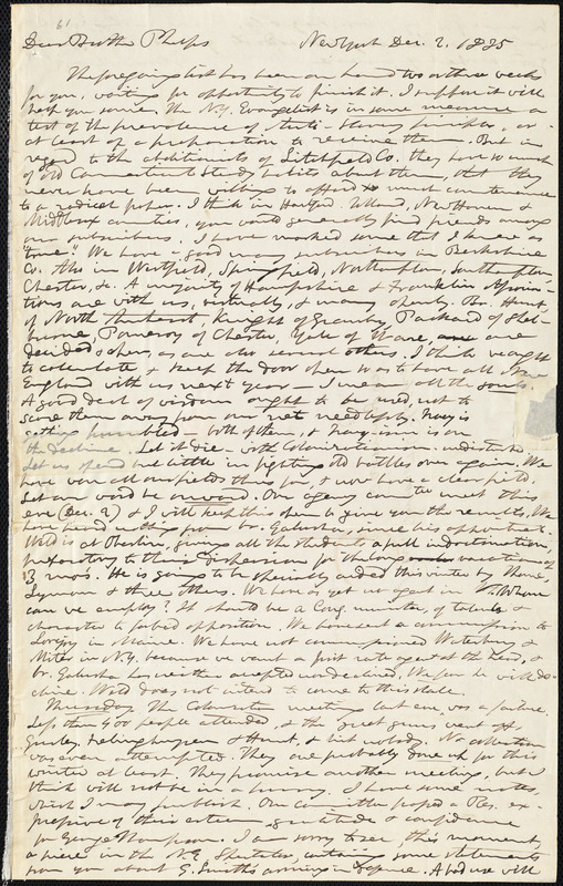 Letter from Joshua Leavitt, New York, to Amos Augustus Phelps, Dec. 2. 1835 - Digital Commonwealth