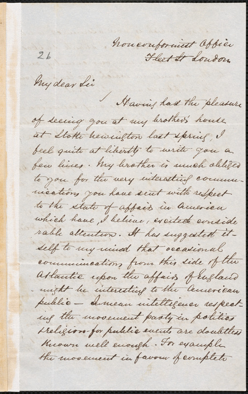 Letter from Charles S. Miall, London, to Amos Augustus Phelps, [1844] - Digital Commonwealth
