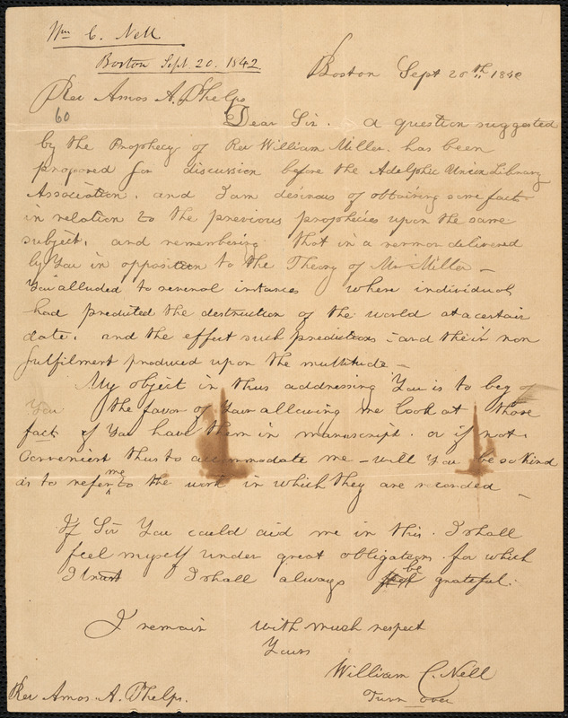 Letter from William Cooper Nell, Boston, to Amos Augustus Phelps, 1842 September 20 - Digital ...