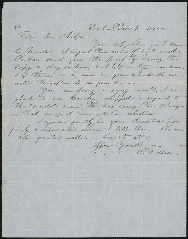 Letter from E. D. Moore, Boston, to Amos Augustus Phelps, Dec. 6. 1845 - Digital Commonwealth