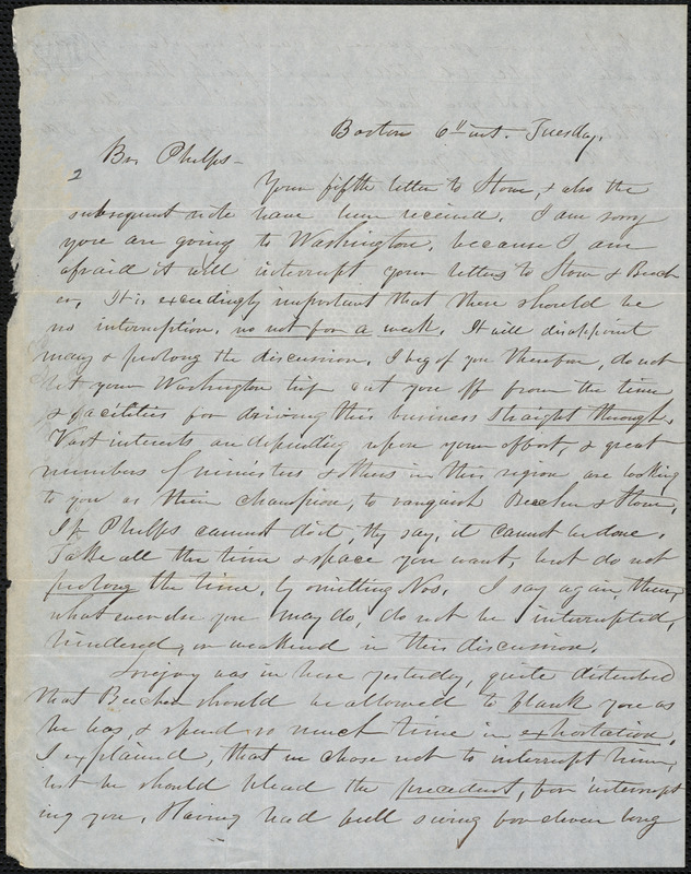 Letter from E. D. Moore, Boston, to Amos Augustus Phelps, 1846 January 6 - Digital Commonwealth