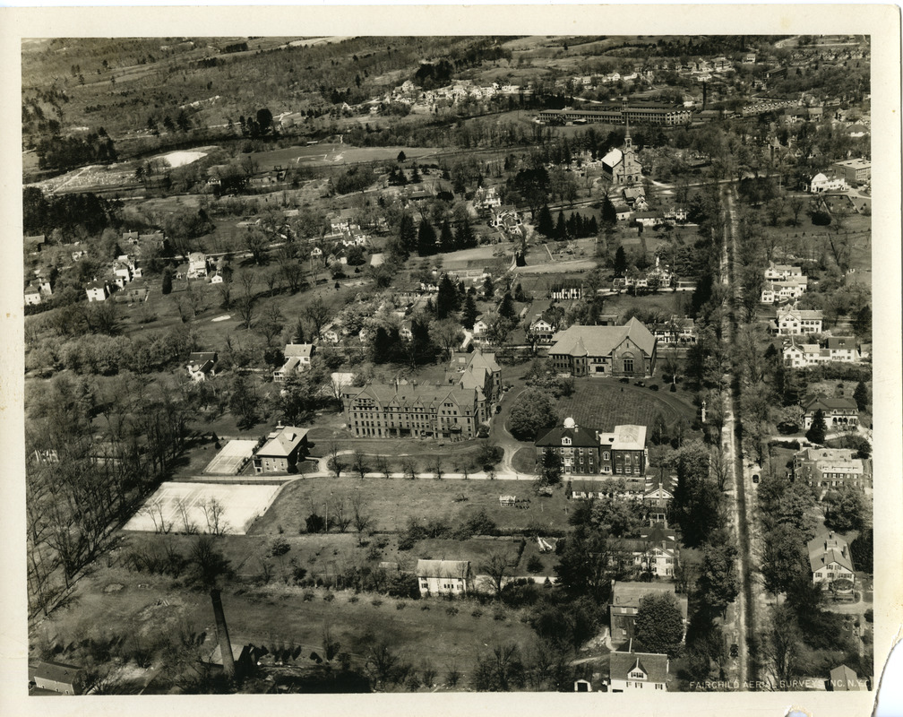 Skyview of Abbot Academy campus - Digital Commonwealth