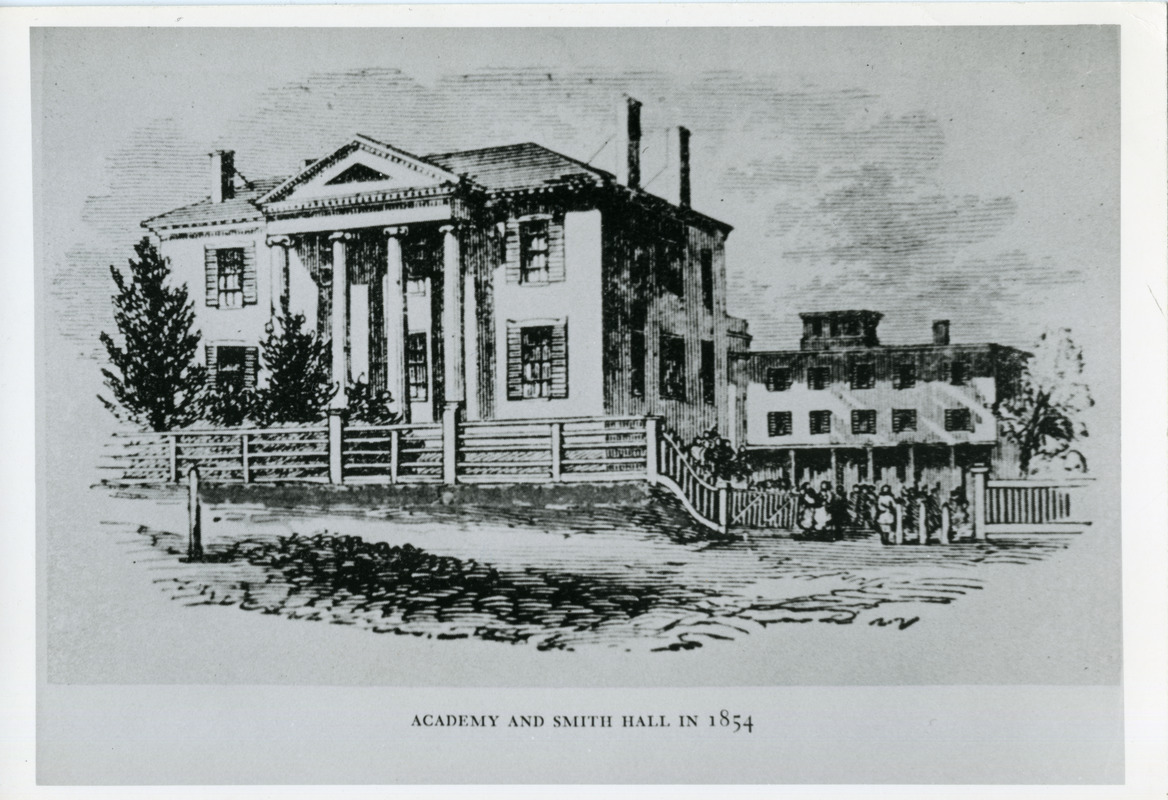 The Academy and Smith Hall behind (Abbot Academy) - Digital Commonwealth