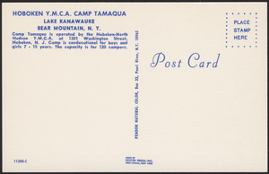 Hoboken Y.M.C.A. Camp Tamaqua Lake Kanawauke Bear Mountain, N.Y ...