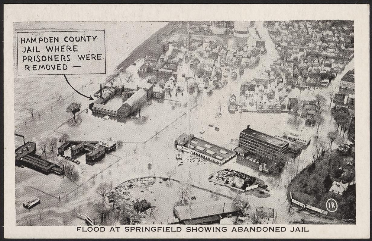 Flood at Springfield showing abandoned jail - Digital Commonwealth
