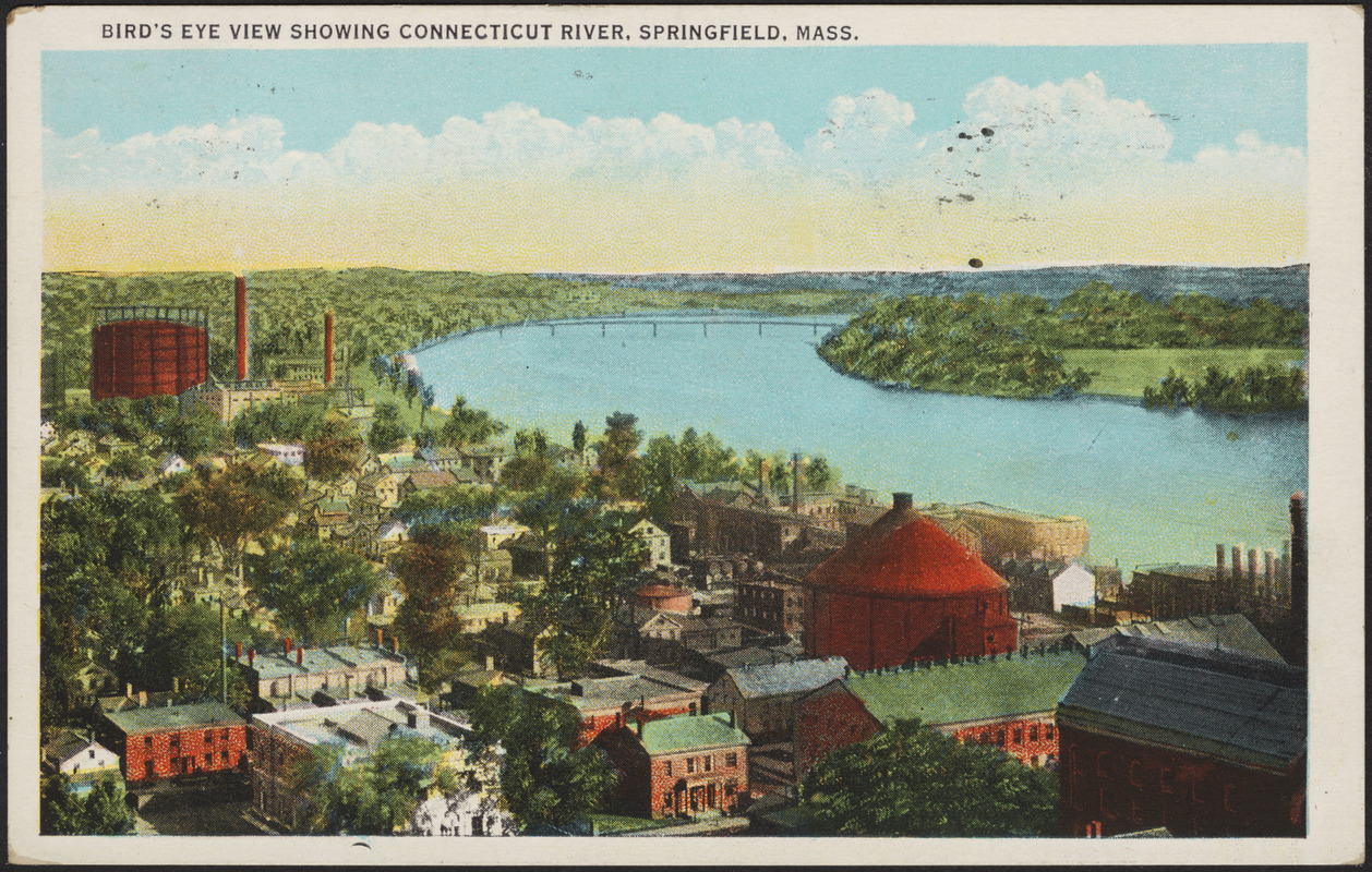 Bird's eye view showing Connecticut River, Springfield, Mass. - Digital ...
