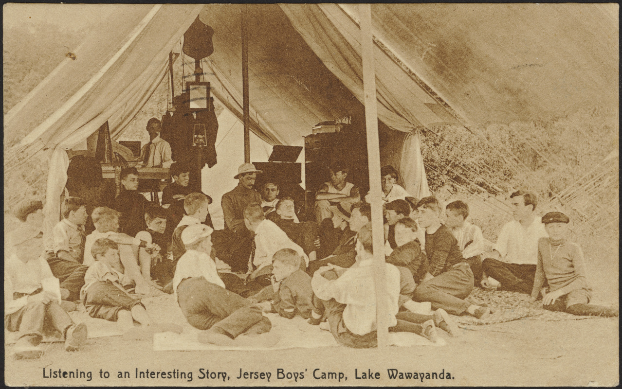 Listening to an interesing story, Jersey Boys' Camp, Lake Wawayanda ...