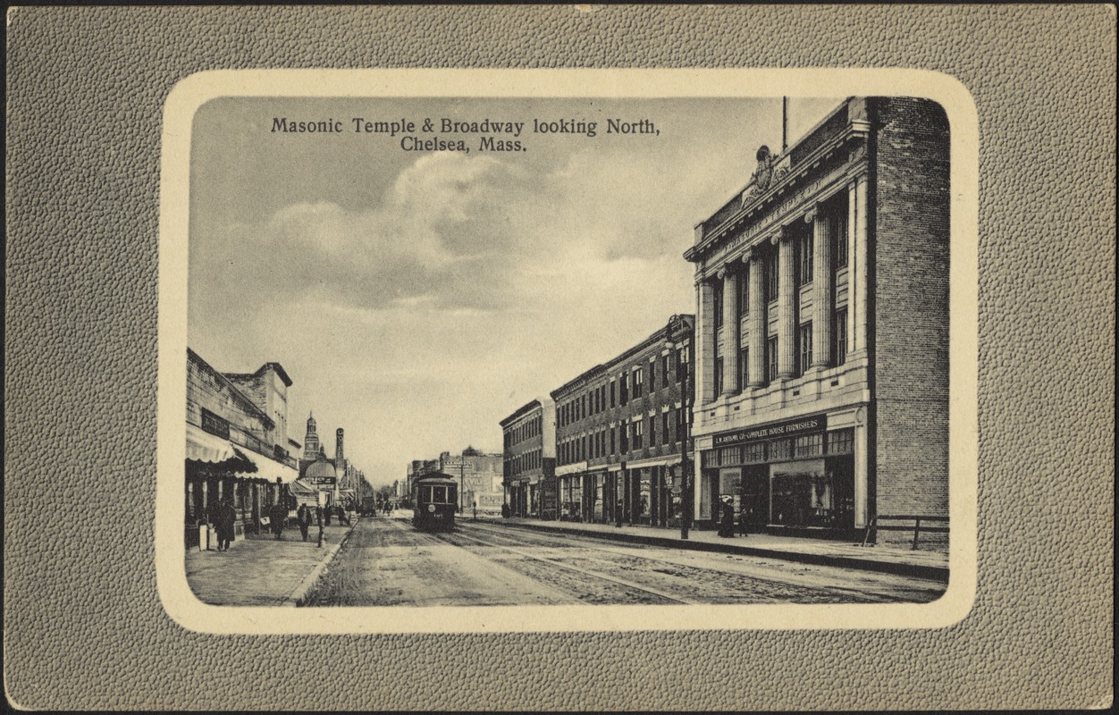 Masonic temple & Broadway looking north, Chelsea, Mass. - Digital ...