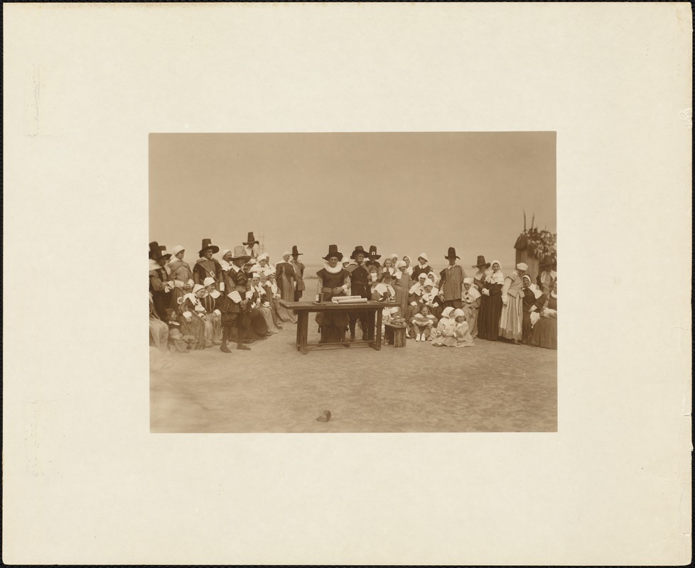 Plymouth Tercentenary Pageant, tableau of the Mayflower Compact ...
