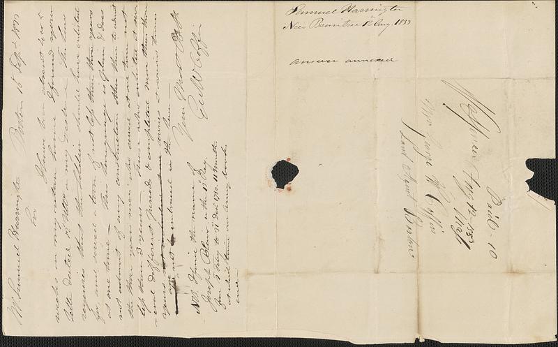 Samuel Harrington to George Coffin, 12 August 1833 - Digital Commonwealth