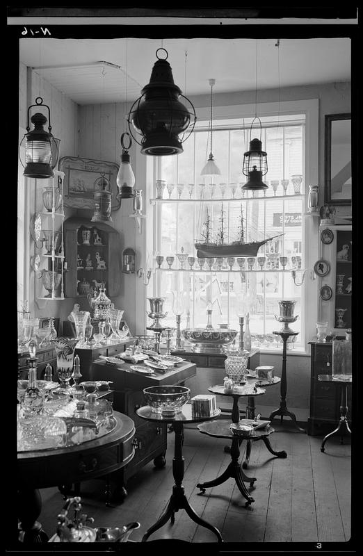 Window of antique shop (interior), Nantucket - Digital Commonwealth