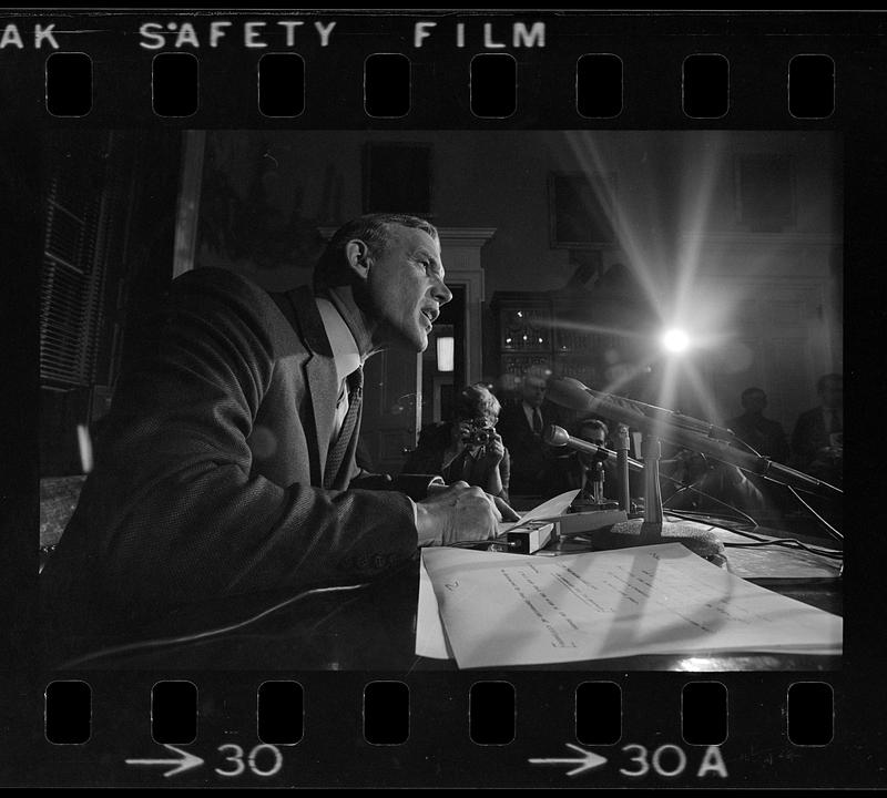 Governor Frank Sargent holds State House press conference, Boston ...