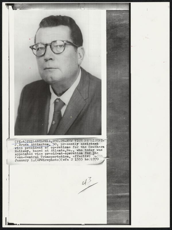 New Vice President-J. Bruce Addington, 50, presently assistant vice ...