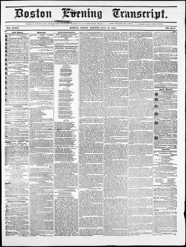 Boston Evening Transcript. July 29, 1864 - Digital Commonwealth