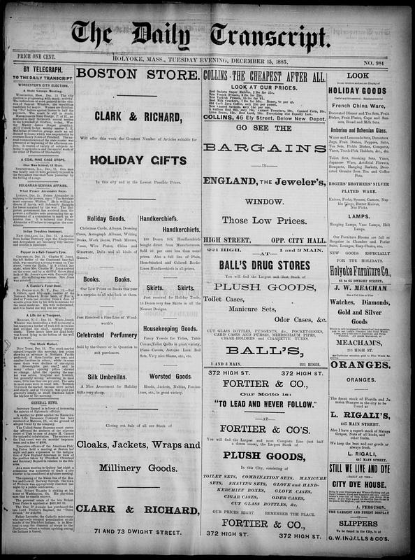 The Daily Transcript. December 15, 1885 - Digital Commonwealth
