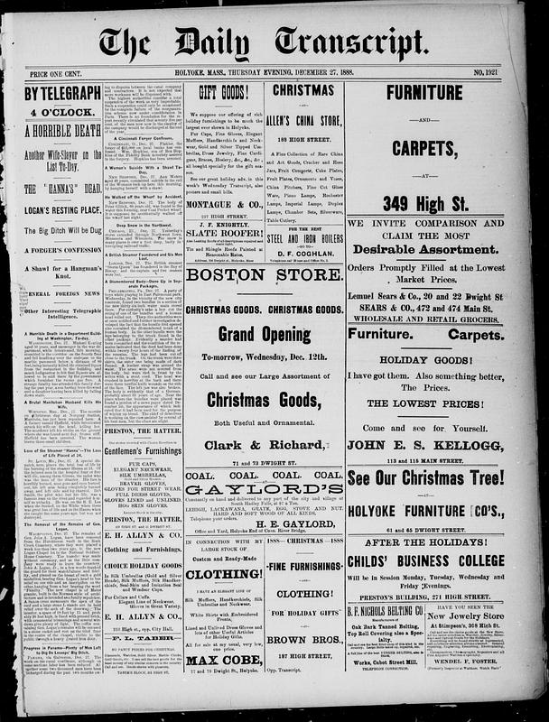 The Daily Transcript. December 27, 1888 - Digital Commonwealth