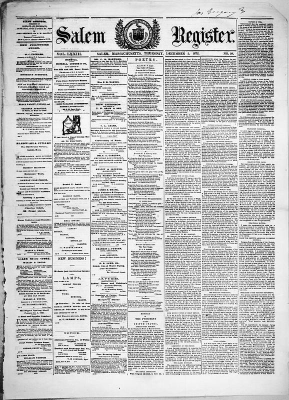 Salem Register. December 05, 1872 - Digital Commonwealth